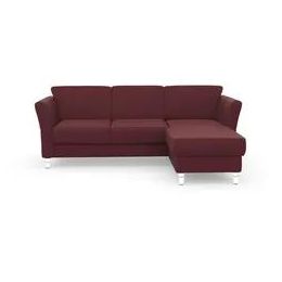 Sit & More Ecksofa SIT & MORE "Visby L-Form" Sofas Gr. B/H/T: 248cm x 87cm x 162cm, Soft clean, Recamiere rechts, ohne Bettfunktion-ohne Bettkasten, rot (bordeaux) wahlweise mit Bettfunktion und Bettkasten, frei im Raum stellbar