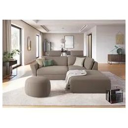 Sit & More Ecksofa SIT & MORE "Cadabra L-Form" Sofas Gr. B/H/T: 243cm x 80cm x 198cm, Soft clean, Ottomane rechts, grau (taupe) Breite 243 cm, inklusive Sitztiefenverstellung