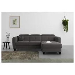 Sit & More Ecksofa SIT & MORE "Belluci L-Form" Sofas Gr. B/H/T: 247cm x 85cm x 170cm, Luxus-Microfaser Euphoria, Recamiere rechts, ohne Bettfunktion-ohne Bettkasten, grau (fango) inklusive Federkern, wahlweise mit Bettfunktion und Bettkasten