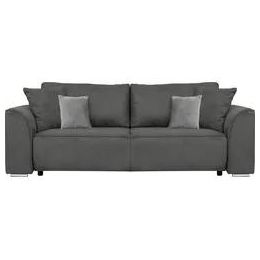 3-Sitzer Inosign "Beatrice Schlafsofa" Sofas Gr. B/H/T: 250 cm x 92 cm x 107 cm, Luxus-Microfaser Lederoptik, ohne Bettfunktion-ohne Bettkasten, grau (anthrazit) wahlweise auch mit Bettfunktion und Bettkasten, incl. 2 Zierkissen