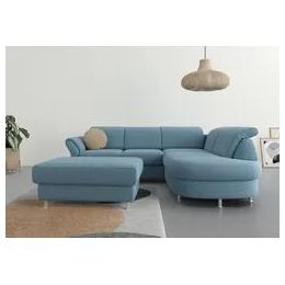 Sit & More Ecksofa SIT & MORE "Apulia L-Form" Sofas Gr. B/H/T: 250cm x 78cm x 212cm, Struktur weich, langer Schenkel links, ohne Bettfunktion-ohne Bettkasten-ohne Armteilverstellung-ohne Kopfteilverstellung, blau (hellblau) wahlweise Bettfunktion, Bettkasten und Kopf- Armteilverstellung