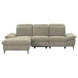 Ecksofa Places of Style "Amalfi L-Form" Sofas Gr. B/T: 263cm x 170cm, Feinstruktur, Recamiere links, mit verstellbaren Kopftstützen-ohne elektrische Relaxfunktion, grau (platinum) mit verstellbaren Kopfstützen und Armlehnen