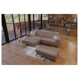 Sit & More Ecksofa SIT&MORE "Bolero L-Form" Sofas Gr. B/H/T: 290 cm x 88 cm x 178 cm, Struktur weich, Recamiere links, mit Kopfteilverstellung-mit Bett-mit Bettkasten, grau (taupe)