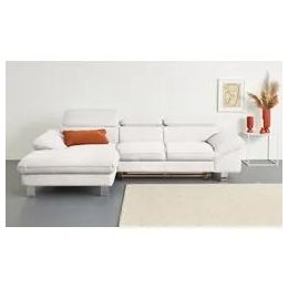 Ecksofa COTTA "Driver L-Form" Sofas Gr. B/H/T: 268cm x 73cm x 169cm, Luxus-Kunstleder, Recamiere links, mit Kopfteilverstellung-ohne Bettfunktion und Bettkasten, weiß inkl. Kopfteilverstellung, wahlweise mit Bettfunktion