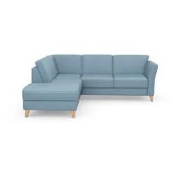 Sit & More Ecksofa SIT & MORE "Visby L-Form" Sofas Gr. B/H/T: 248cm x 87cm x 213cm, Soft clean, Ottomane links, ohne Bettfunktion-ohne Bettkasten, blau (hellblau) Wahlweise mit Bettfunktion und Stauraum, frei im Raum stellbar