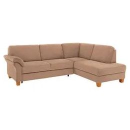 Ecksofa Home Affaire "Borkum L-Form" Sofas Gr. B/H/T: 249cm x 87cm x 189cm, Luxus-Microfaser ALTARA NUBUCK, Ottomane rechts, ohne Bettfunktion, braun mit Federkern, wahlweise Bettfunktion