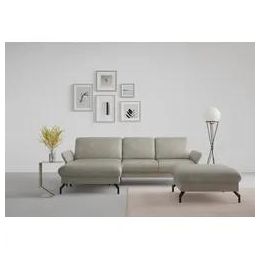 Sit & More Ecksofa SIT & MORE "Fashion L-Form" Sofas Gr. B/H/T: 253cm x 84cm x 165cm, Luxus-Microfaser mit Prägung, Recamiere links, ohne Kopfteilverstellung-ohne Vorziehsitz-mit Metallfuesse schwarz matt, grau (hellgrau) wahlweise mit Kopfteilverstellung und Vorziehsitz, motorisch