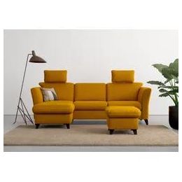 Ecksofa Home Affaire "Trelleborg L-Form" Sofas Gr. B/H/T: 249cm x 86cm x 162cm, Breitcord, Recamiere links, ohne Bettfunktion-ohne Bettkasten, gelb (mustard) wahlweise mit Bettfunktion und Bettkasten, inkl. Federkern-Polsterung