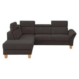 Ecksofa Home Affaire "Conville L-Form" Sofas Gr. B/H/T: 247cm x 84cm x 217cm, Luxus-Microfaser Euphoria, Ottomane links, inkl.Kopfteilverstellung, ohne Bettfunktion und Stauraum, grau (fango) Federkern, wahlweise mit Bettfunktion und Bettkasten bzw. Stauraum