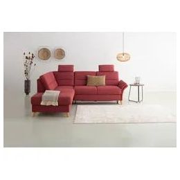 Ecksofa Home Affaire "Westerland L-Form" Sofas Gr. B/H/T: 238cm x 90cm x 213cm, Struktur, Ottomane links, ohne Bettfunktion, ohne Stauraum ohne Armlehnfunktion, lila (chianti) Federkern-Polsterung, wahlweise mit Bettfunktion, Bettkasten