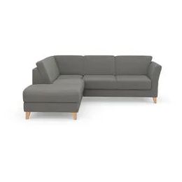 Sit & More Ecksofa SIT & MORE "Visby L-Form" Sofas Gr. B/H/T: 248cm x 87cm x 213cm, Struktur fein, Ottomane links, ohne Bettfunktion-ohne Bettkasten, grau Wahlweise mit Bettfunktion und Stauraum, frei im Raum stellbar