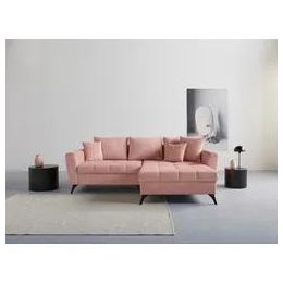 Ecksofa Inosign "Lörby L-Form" Sofas Gr. B/H/T: 246cm x 90cm x 170cm, Feincord, Recamiere rechts, Feincord, rosa (flamingo) Belastbarkeit bis 140kg pro Sitzplatz, auch mit Aqua clean-Bezug