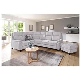 Ecksofa Home Affaire "Boccaccio L-Form" Sofas Gr. B/H/T: 265cm x 104cm x 215cm, Struktur weich, langer Schenkel rechts, ohne Bettfunktion, weiß (silber) mit Federkern, incl. Kopfteilverstellung, wahlweise Bettfunktion