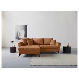 Ecksofa Inosign "Lörby L-Form" Sofas Gr. B/H/T: 246 cm x 90 cm x 170 cm, Feincord, Recamiere links, Feincord, orange (terra) Belastbarkeit bis 140kg pro Sitzplatz, auch mit Aqua clean-Bezug