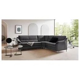 Ecksofa Places of Style "Cardoso L-Form" Sofas Gr. B/H/T: 260cm x 90cm x 230cm, Luxus-Microfaser Lederoptik, langer Schenkel links, ohne Funktion, grau (anthrazit) mit Trapezecke für mehr Sitzkomfort, wahlweise auch Bettfunktion