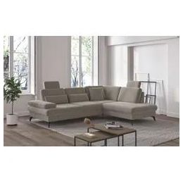 Sit & More Ecksofa SIT & MORE "Morris L-Form inkl. Sitztiefenverstellung" Sofas Gr. B/H/T: 262cm x 82cm x 212cm, Struktur weich, Ottomane rechts, inkl.Sitztiefenverstellung-inkl. Bettfunktion-ohne Bettkasten-ohne Armteilfunktion, beige (nature) wahlweise mit Bettfunktion, Bettkasten und Armteilverstellung