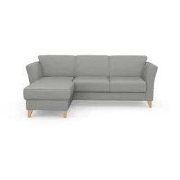 Sit & More Ecksofa SIT & MORE "Visby L-Form" Sofas Gr. B/H/T: 248cm x 87cm x 162cm, Luxus-Microfaser Paris, Recamiere links, ohne Bettfunktion-ohne Bettkasten, silberfarben (silber) Wahlweise mit Bettfunktion und Bettkasten, frei im Raum stellbar