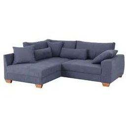 Ecksofa Home Affaire "Helena II DuraSpring" Sofas Gr. B/H/T: 227 cm x 88 cm x 190 cm, Struktur weich, Ottomane links, ohne Bettfunktion, blau (marine) mit Taschenfederkern, bis 140 kg belastbar, wahlweise Bett