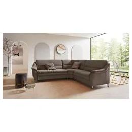 Ecksofa Places of Style "Cardoso L-Form" Sofas Gr. B/H/T: 260cm x 90cm x 230cm, Luxus-Microfaser weich, langer Schenkel links, mit Bettfunktion-mit Schublade-mit Relaxfunktion, braun (cappuccino) mit Trapezecke für mehr Sitzkomfort, wahlweise auch Bettfunktion