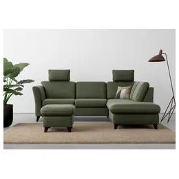 Ecksofa Home Affaire "Trelleborg L-Form" Sofas Gr. B/H/T: 252 cm x 86 cm x 213 cm, Feincord, Ottomane rechts, ohne Bettfunktion-ohne Stauraum, grün (olive) wahlweise mit Bettfunktion und Bettkasten, inkl. Federkern-Polsterung