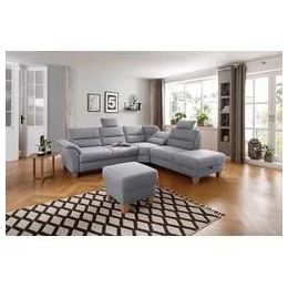 Ecksofa Home Affaire "Soleo L-Form" Sofas Gr. B/H/T: 262cm x 89cm x 235cm, Struktur, Ottomane rechts, mit Relaxfunktion-mit Bettfunktion-mit Stauraum, grau komfortabel durch Trapezecke mit Relaxfunktion, auch Bettfunktion