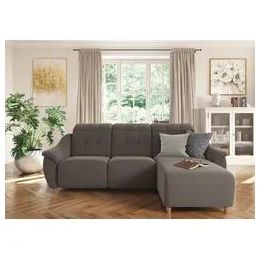 Ecksofa Home Affaire "Boston L-Form" Sofas Gr. B/T: 254cm x 170cm, Struktur, Recamiere rechts, mit Kopfteilverstellung-mit 1 motorischer Relaxfunktion im 2sitzigen Sofaelement, braun Kopfteilverstellung an jeder Sitzfläche, wahlweise Relaxfunktion