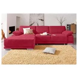 Sit & More Ecksofa SIT & MORE "Coria L-Form" Sofas Gr. B/H/T: 282cm x 80cm x 162cm, Struktur fein, Recamiere links, mit Bettfunktion, rot mit XL-Recamiere, wahlweise Bettfunktion