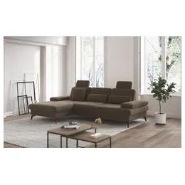 Sit & More Ecksofa SIT & MORE "Morris L-Form inkl. Sitztiefenverstellung" Sofas Gr. B/H/T: 275cm x 82cm x 171cm, Strukturstoff, Recamiere links, inkl.Sitztiefenverstellung-inkl.Bettfunktion-ohne Bettkasten-ohne Armteilfunktion, braun wahlweise mit Bettfunktion, Bettkasten und Armteilverstellung