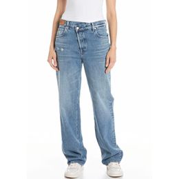 Weite Jeans Replay "ZELMAA" Gr. 30, Länge 32, blau (medium blue) Damen Jeans Weite