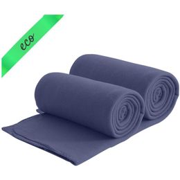 wometo 2er Set Eco Fleecedecken aus 100% recyceltem Material + oeko-tex und grs zertifiziert 130x160 ca. 400 g - dunkelblau mit Anti-Pilling und Kettelrand