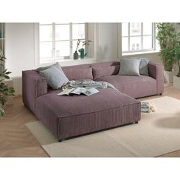 Ela – 4-sitzer ecksofa links – aus cordsamt – zeitgenössischer stil - rosa