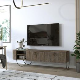 Norfolk Moderner TV-Ständer Multimedia-Center TV-Element Dunkel Kaffee Mit Schrank 151cm - Dark Coffee - Decortie