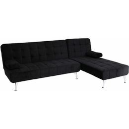 Schlafsofa HHG 729, Couch Ecksofa Sofa, Liegefläche links/rechts Schlaffunktion 236cm Samt schwarz