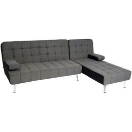 Schlafsofa HHG 729, Couch Ecksofa Sofa, Liegefläche links/rechts Schlaffunktion 236cm Stoff/Textil dunkelgrau, schwarz