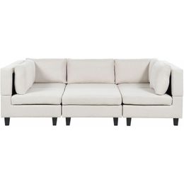 Beliani 5-Sitzer Sofa Hellbeige Stoffbezug U-Förmig mit Ottomane Kissen Schwarze Beine Modular Modern Modulsofa Wohnlandschaft Wohnzimmer Wohnecke