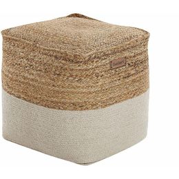 Beliani Pouf Beige aus Jute / Baumwolle 44 x 44 cm quadratisch eignet für Wohnzimmer Flur Schlafzimmer Boho-Stil