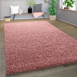 Shaggy Teppich Hochflor Langflor Hochwertig Hohe Fadendichte Uni Pastell Pink 120x170 cm - Paco Home