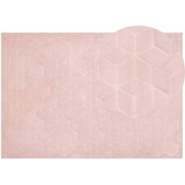 Beliani Teppich Rosa Kaninchen-Kunstfell 160x230 cm Einfarbig Handgefertigt Geometrisches Muster Shaggy Modern Glamourös Wohnzimmer Ausstattung Deko