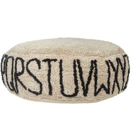 Beliani - Bodenkissen Beige u. Schwarz aus Baumwolle 60 x 20 cm Rund mit Alphabet Muster Modernes Design Pouf für Wohnzimmer Schlafzimmer Kinderzimmer