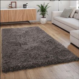 Paco Home - Hochflor Teppich Kuschelig Modern Shaggy Flokati Stil Gemütlich Uni Anthrazit ø 120 cm Rund