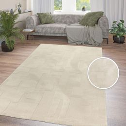 Teppich Wohnzimmer Kurzflor Skandinavisches Muster Boho Design Einfarbig 80x150 cm, Creme 2 - Paco Home