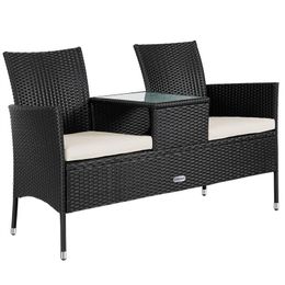 Casaria - Gartenbank Wetterfest Polyrattan Tisch Auflagen 320kg Belastbarkeit Garten Balkon Bank Möbel Kinobank Sitzbank 2-Sitzer 143x55x88cm