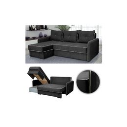 Vitalispa Ecksofa KANSAS Schlaffunktion Dunkelgrau- Couch Schlafsofa Bett Eckcouch Taschenfederkern Sofa