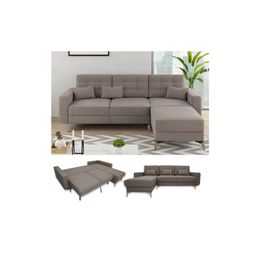 Vitalispa Ecksofa Schlafsofa Boxspringsofa York Schlaffunktion Bettkasten braun