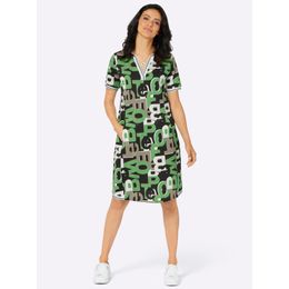 Shirtkleid Inspirationen "Sweatkleid" Gr. 46, Normalgrößen, grün (apfel, schwarz, bedruckt) Damen Kleider Freizeitkleider