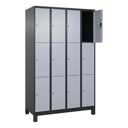 C+P CP Schließfachschrank Classic Plus schwarzgrau, weißaluminium 080010-403 S10036, 12 Schließfächer 120,0 x 50,0 x 195,0 cm