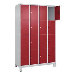 C+P CP Schließfachschrank Classic Plus lichtgrau, rubinrot 080010-404 S10001, 16 Schließfächer 120,0 x 50,0 x 195,0 cm