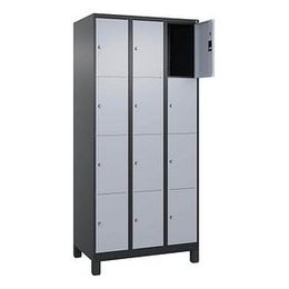 C+P CP Schließfachschrank Classic Plus schwarzgrau, weißaluminium 080010-304 S10044, 12 Schließfächer 90,0 x 50,0 x 195,0 cm