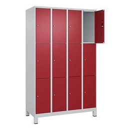 C+P CP Schließfachschrank Classic Plus lichtgrau, rubinrot 080010-403 S10001, 12 Schließfächer 120,0 x 50,0 x 195,0 cm