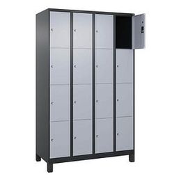 C+P CP Schließfachschrank Classic Plus schwarzgrau, weißaluminium 080010-404 S10040, 16 Schließfächer 120,0 x 50,0 x 195,0 cm